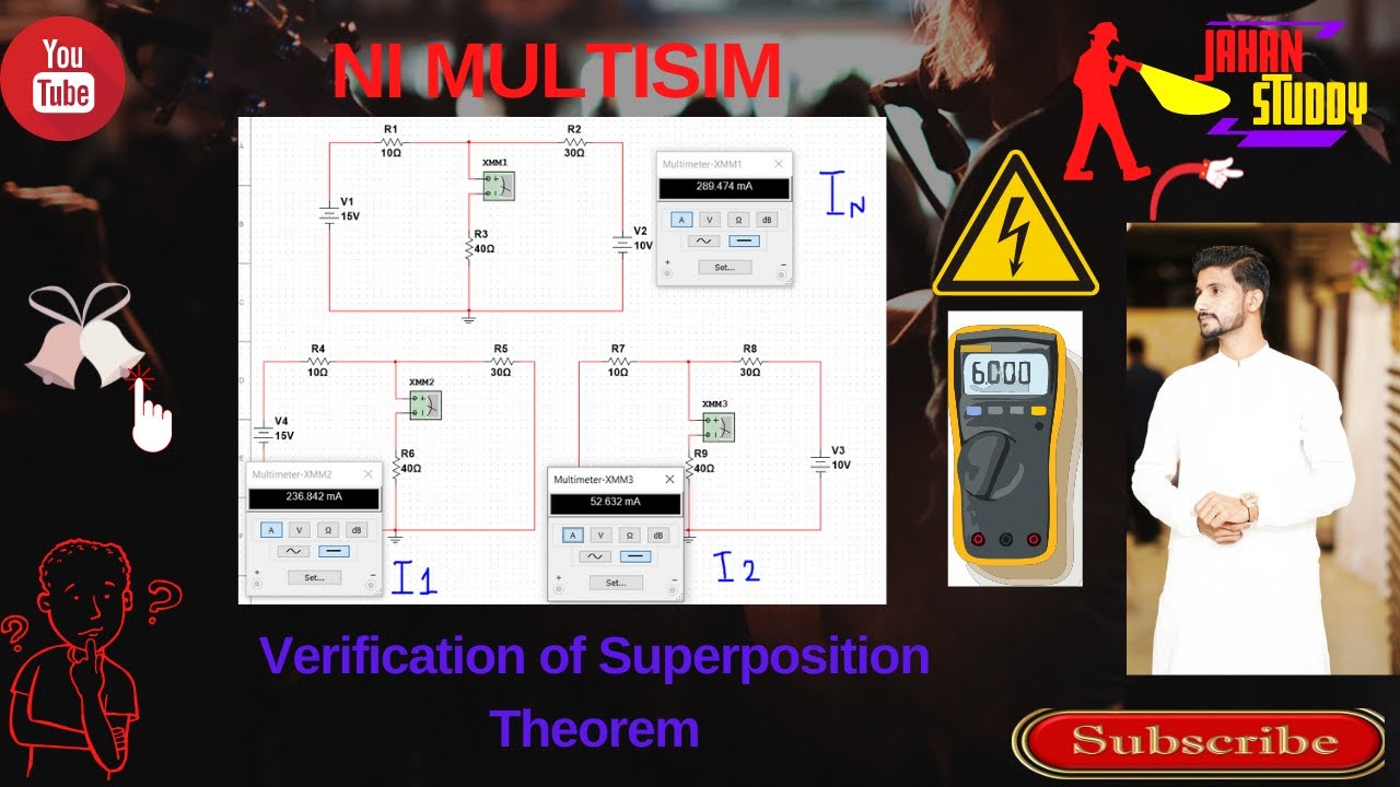 Verification of Superposition Theorem on multisim. - YouTube