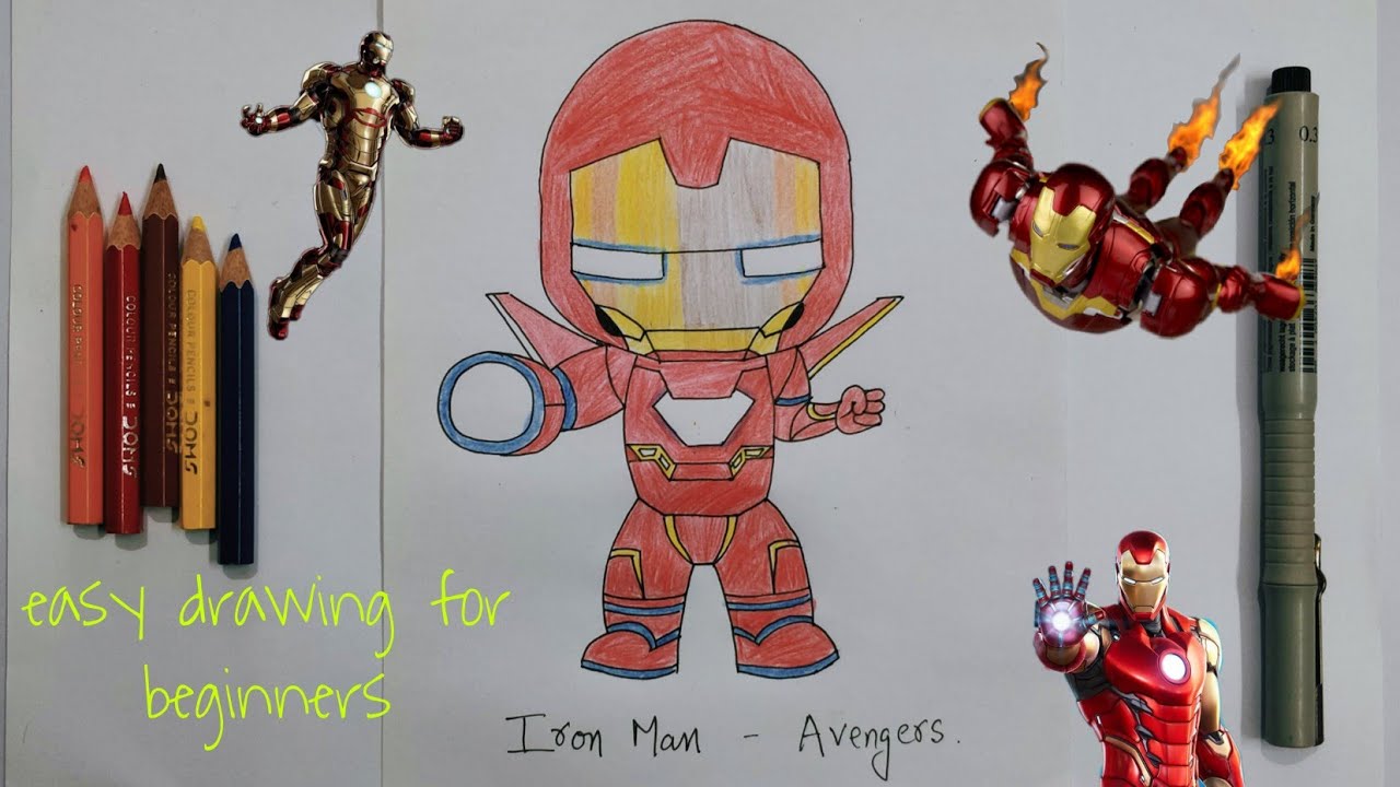 Iron man easy drawing | beginners | step by step | tutorial - YouTube