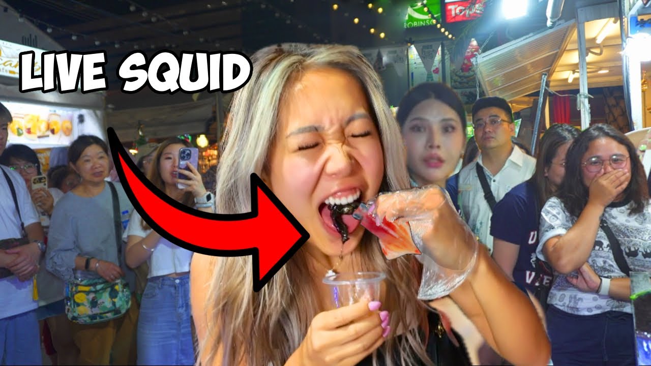 EATING LIVE SQUID AND DANCING SHRIMP SALAD | THAI FAMOUS STREET FOOD ...