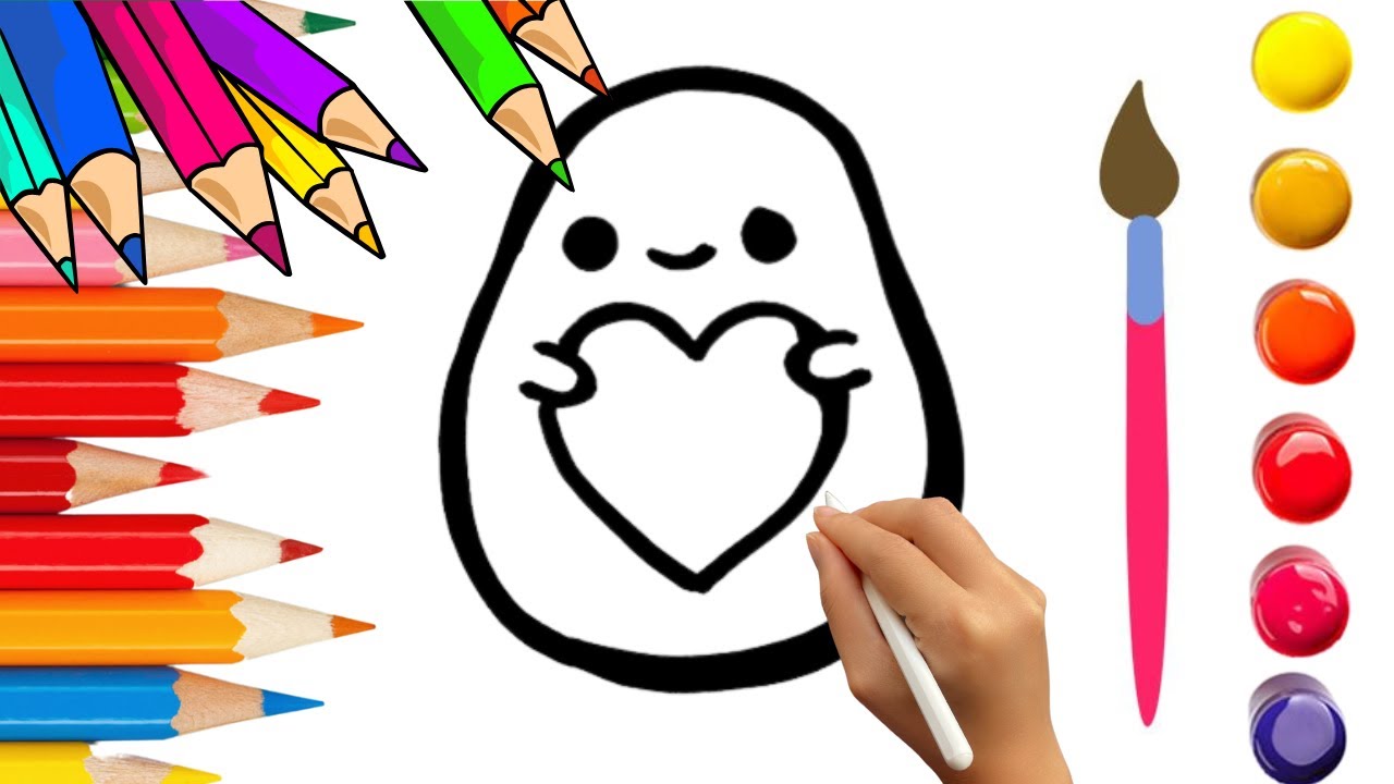 How To Draw avocado Drawing, Painting & Coloring For Kids and Toddlers ...