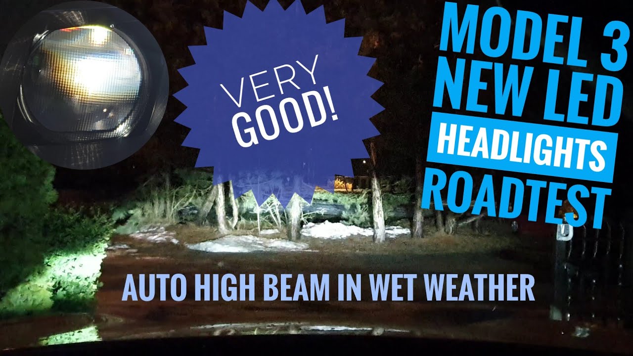Tesla Model 3 Matrix LED headlights road test: winter, wet roads ...