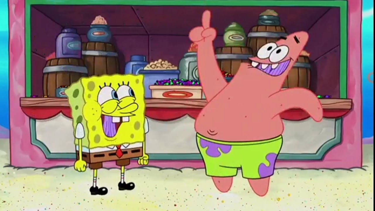 SpongeBob and Patrick chewing salt water taffy - YouTube