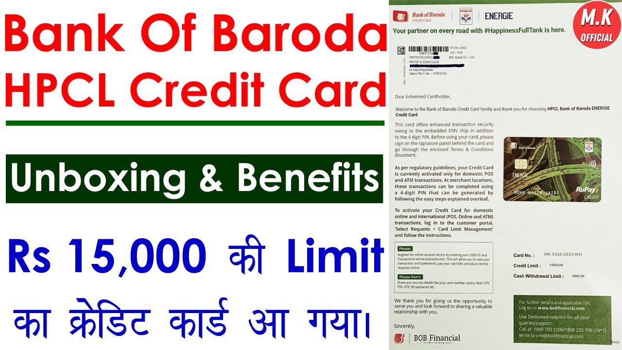 Bank Of Baroda HPCL Credit Card Unboxing | BOB HPCL Credit Card ...