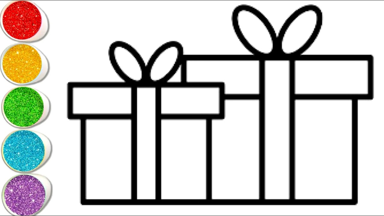 Gift Box 🎁 Drawing Colouring And Painting | How To Draw Gift Box For ...