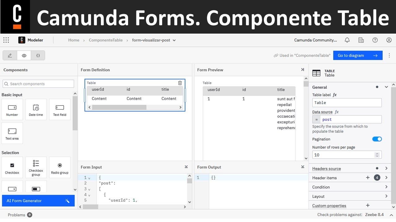Componente table en formulario con Camunda Forms - YouTube