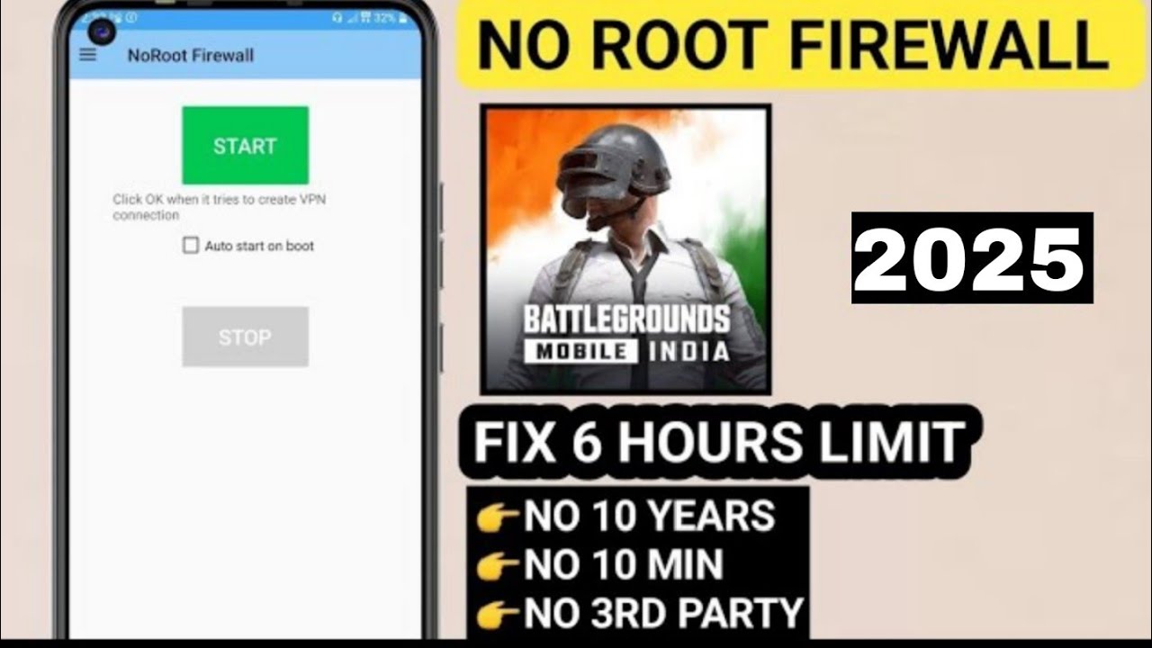 How to use No Root Firewall BGMI 2025|| Fix 6 Hour Limit || No 10 years ...