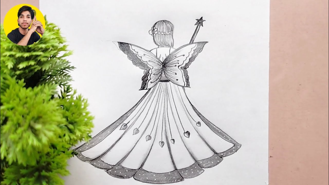 How to draw a Girl with Princess wings -Pencil sketch || Drawing easy ...