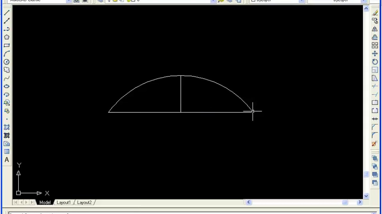 Tutorial Belajar Autocad 2D Membuat Busur Atau Setengah Lingkaran ...
