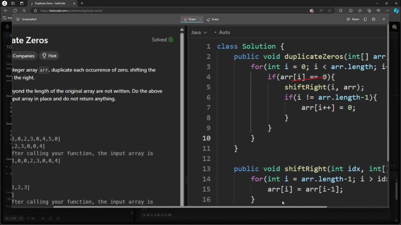 Leetcode 1089 Duplicate Zeros Java Youtube