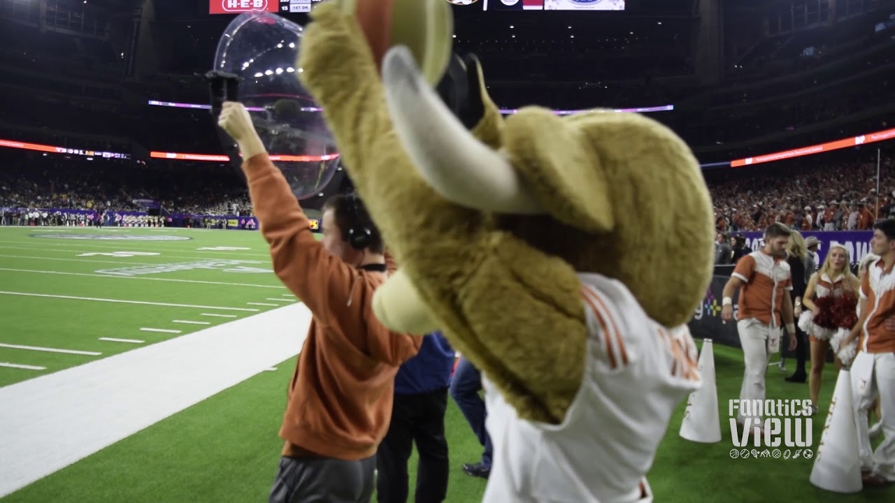 Texas Longhorns mascot Bevo imitates ESPN Sound guy at Texas Bowl - YouTube