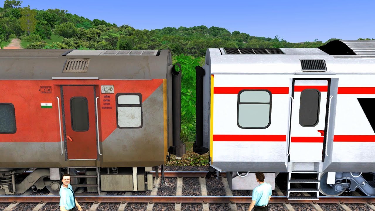 WAP-7 ELECTRIC ENGINE COUPLING LHB DUSTY RED TO BEZEL LESS COACH ...