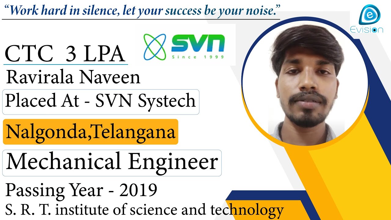 Congrats, Naveen |Selected in SVN Systech| 3 LPA |MECHANICAL ENGINEER ...