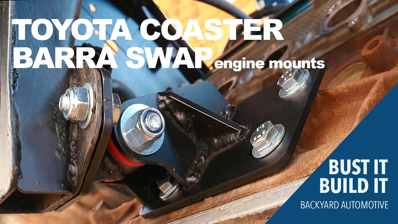 Toyota Coaster Barra Swap Episode 2 - Engine mounts - YouTube