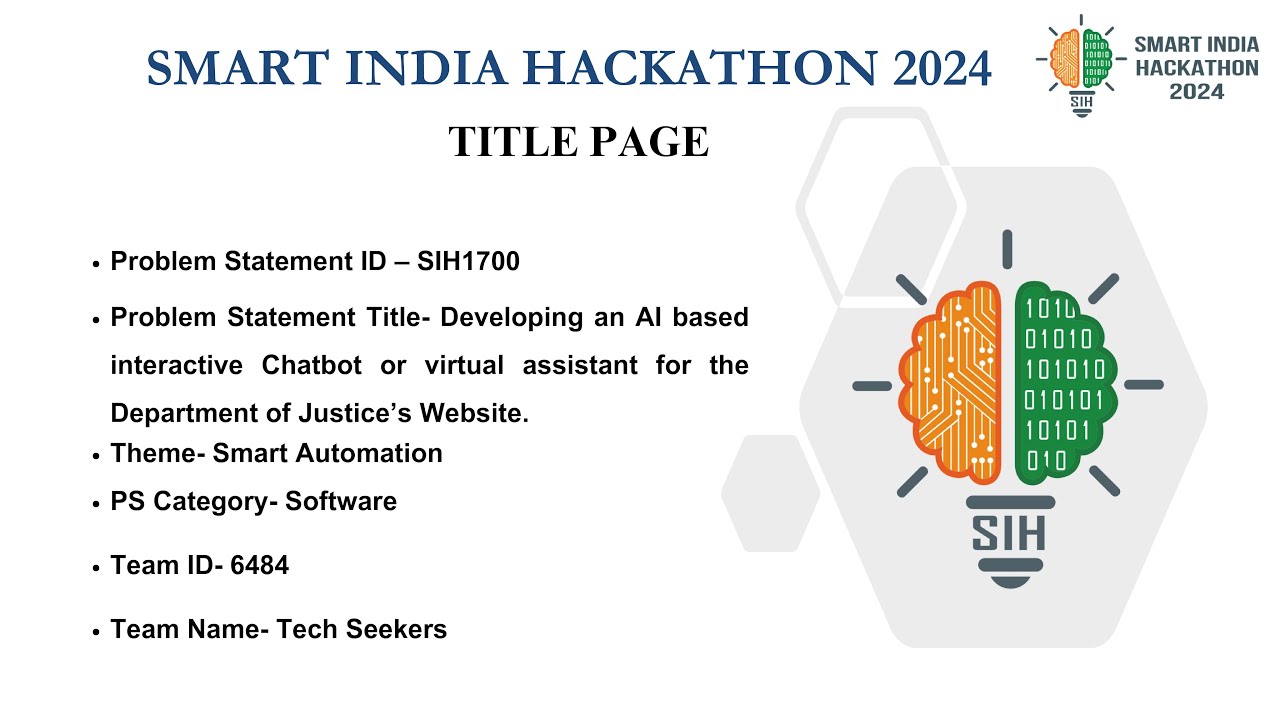 Tech Seekers: Automating Justice with an AI Chatbot | SIH1700 Presentation | Tech Seekers - YouTube