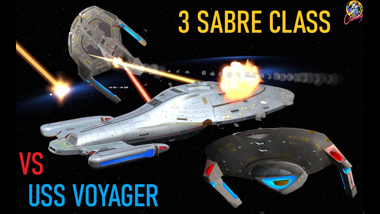 3 Sabre Class VS USS Voyager - Both Ways - Star Trek Starship Battles ...