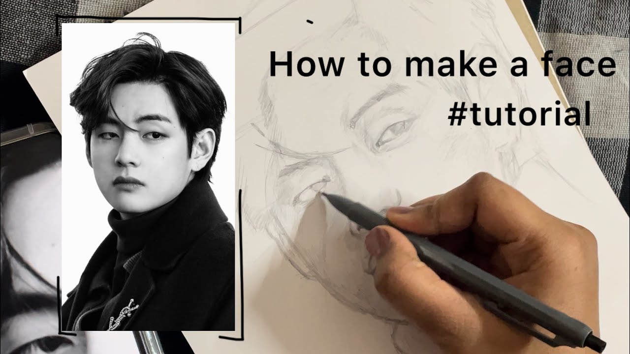 Kim taehyung face sketch tutorial/ face tutorial/ drawing tutorial with ...