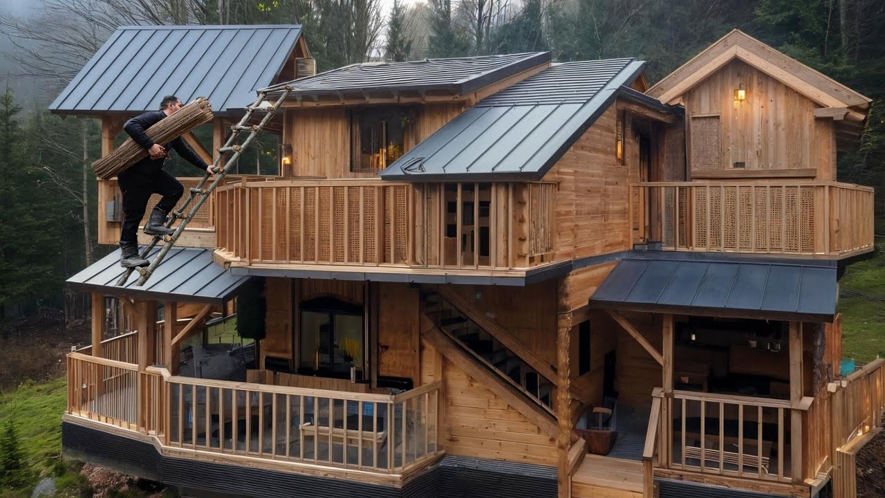 365 Days I Built This Giant House Out of Wood - YouTube