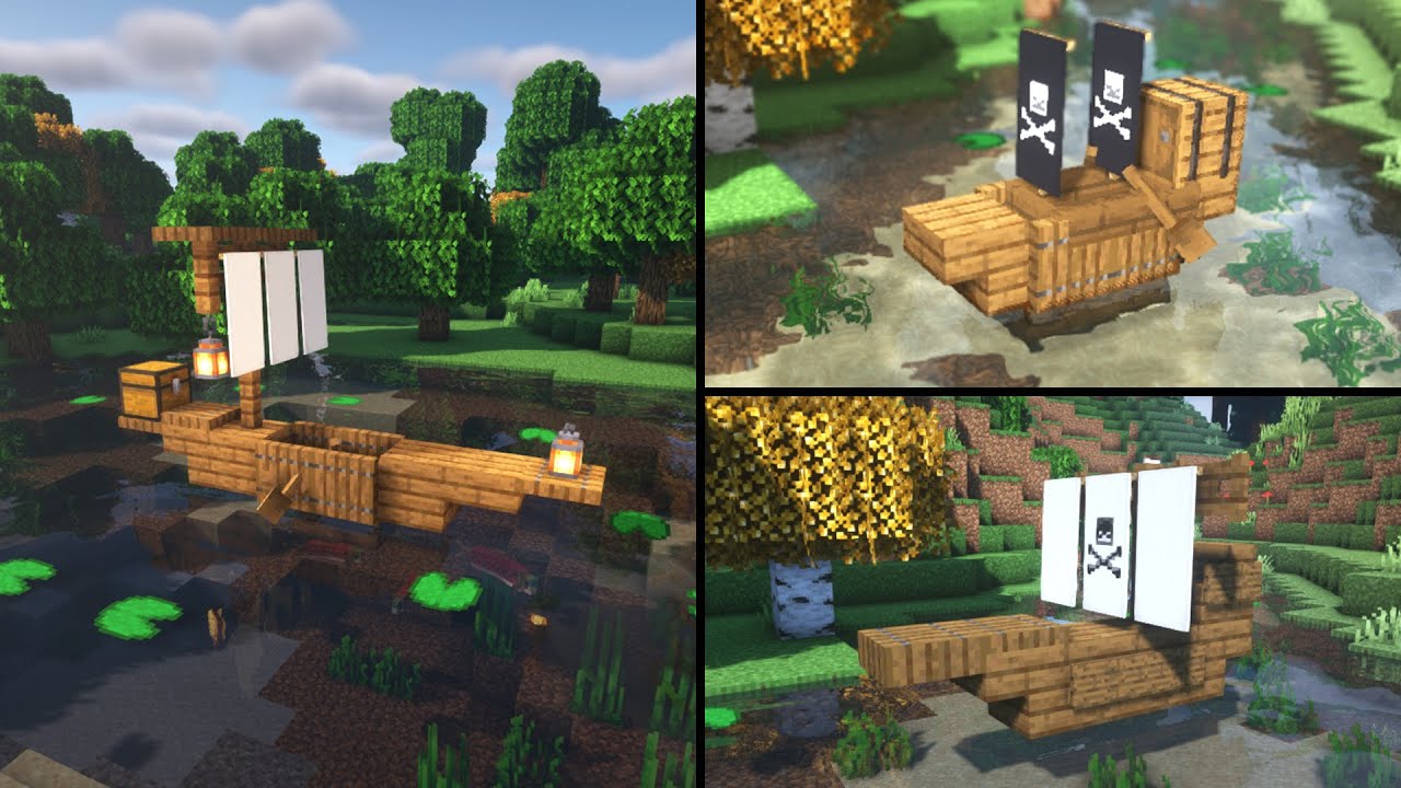 Top 3 Simple Mini Boats in Minecraft - YouTube