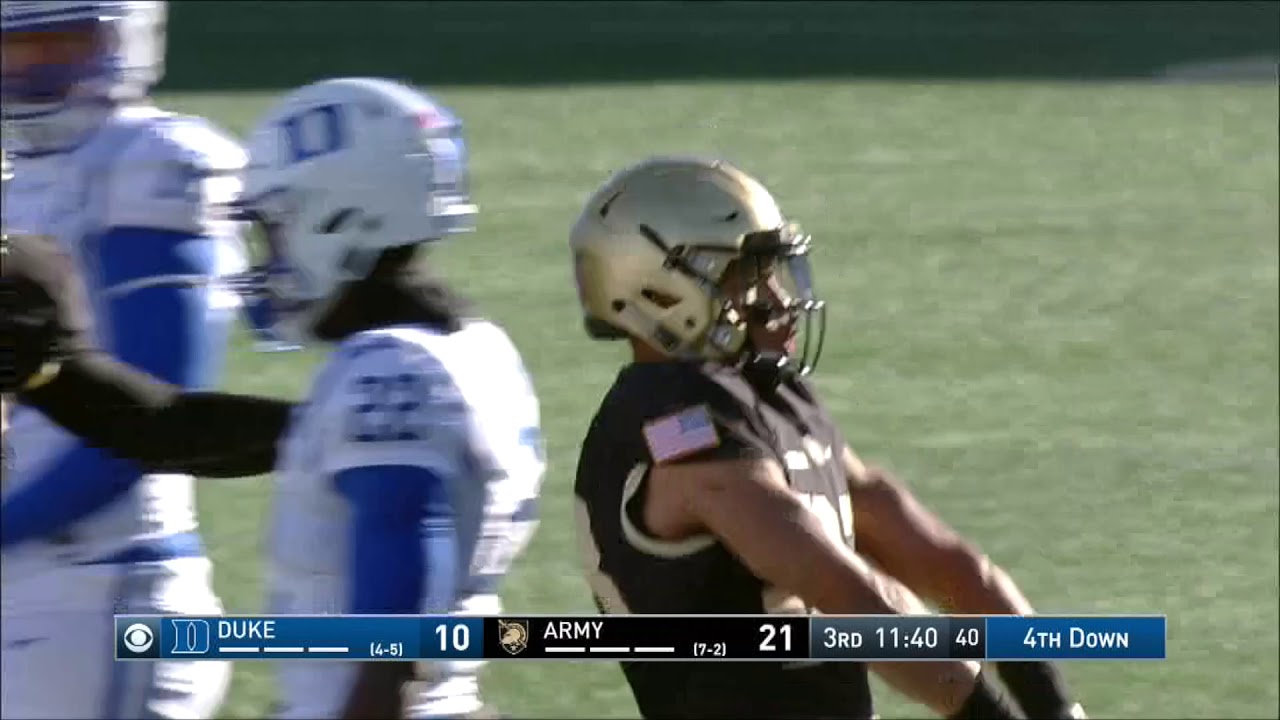 Army Football: Elijah Riley & Raymond Wright Sack vs. Duke 11-11-17 ...