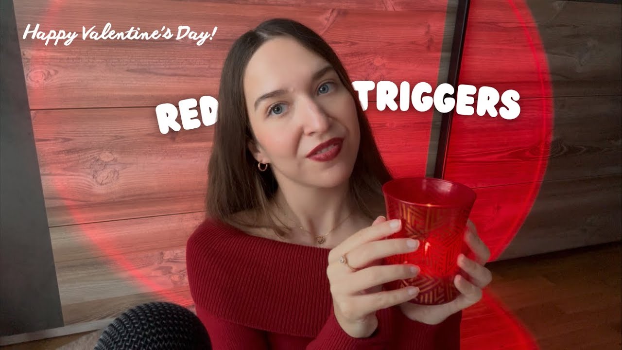 ASMR Red Triggers for Sleep ️ | no talking (Tapping, Scratching, Book Triggers, Fabric Sounds ...