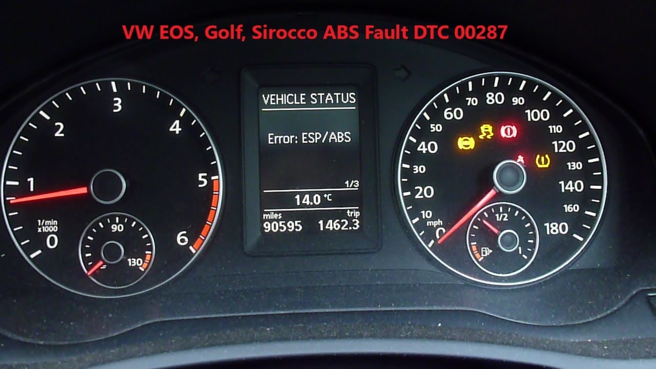 Volkswagen Eos, Golf Mk 5 6 and Sirocco ABS fault DTC 00287 - YouTube