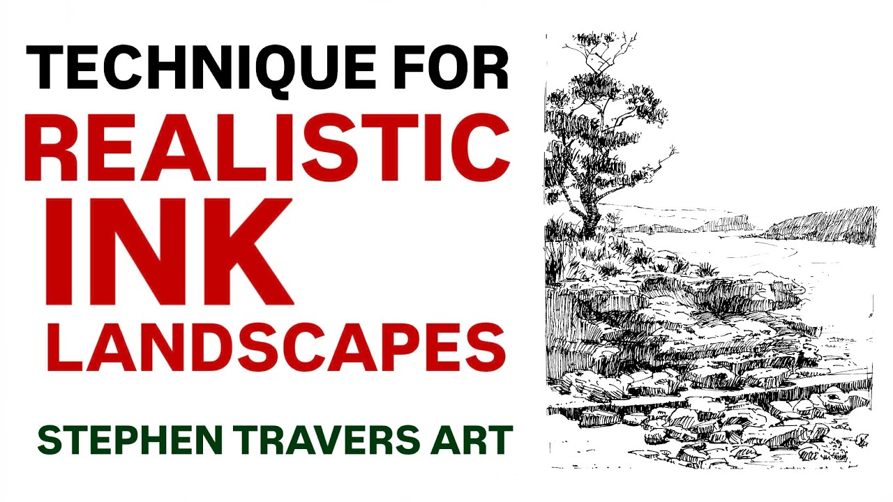 Realistic Landscape Technique for Ink Drawing - YouTube
