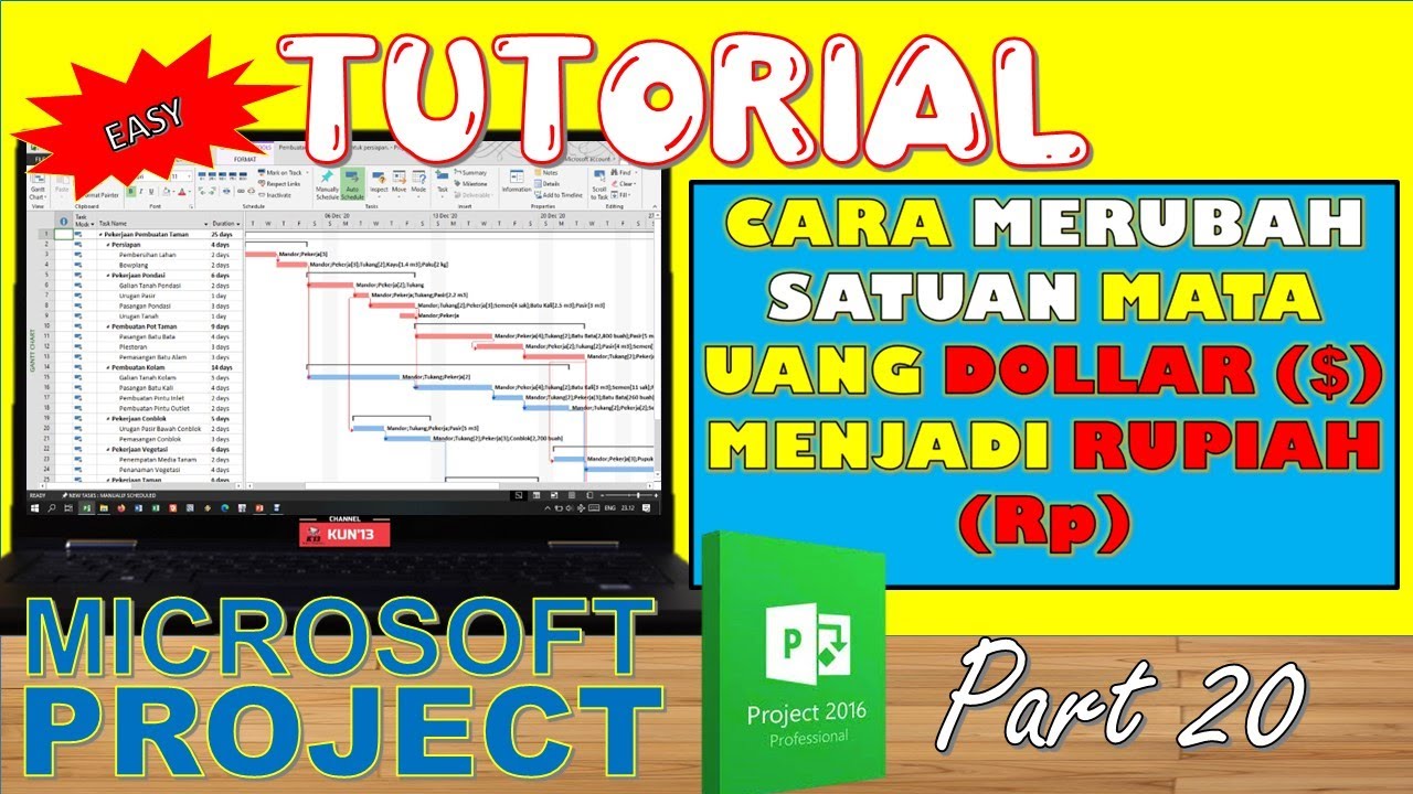 Tutorial Microsoft Project part 20 - CARA MERUBAH MATA UANG DI MS PROJECT - YouTube