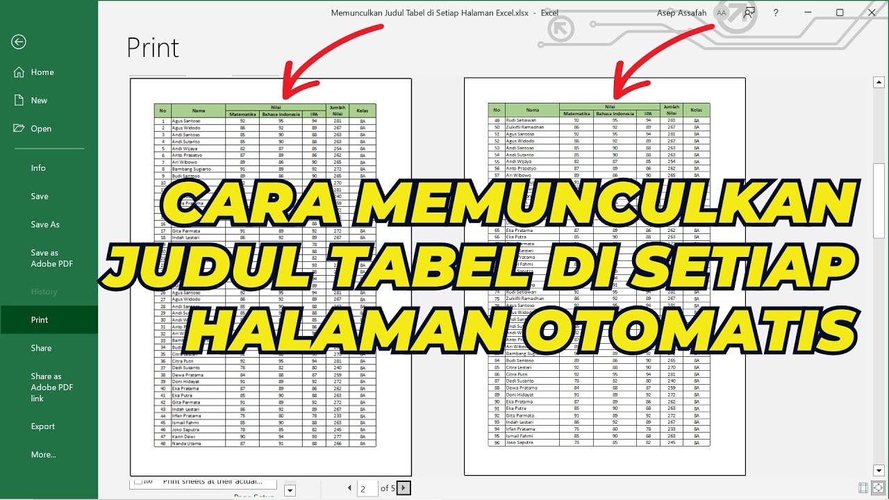 Cara Memunculkan Judul Tabel di Setiap Halaman Excel Otomatis ...