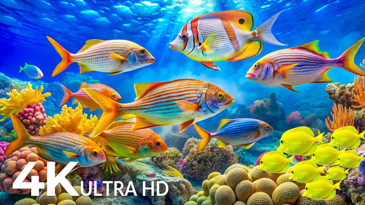 Aquarium 4K VIDEO (ULTRA HD) 🐠 Beautiful Coral Reef Fish - Relaxing ...