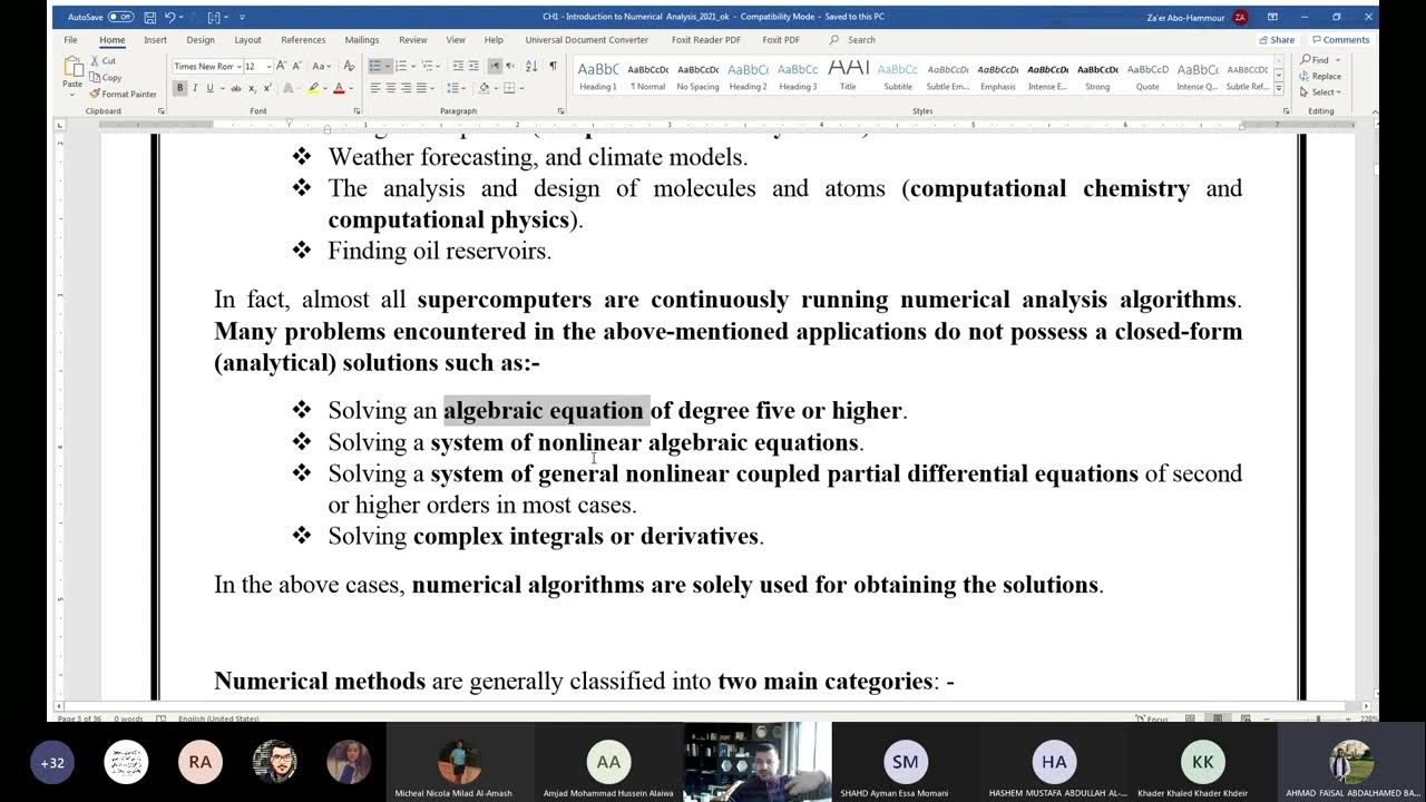 Numerical Methods Lecture 01 - YouTube