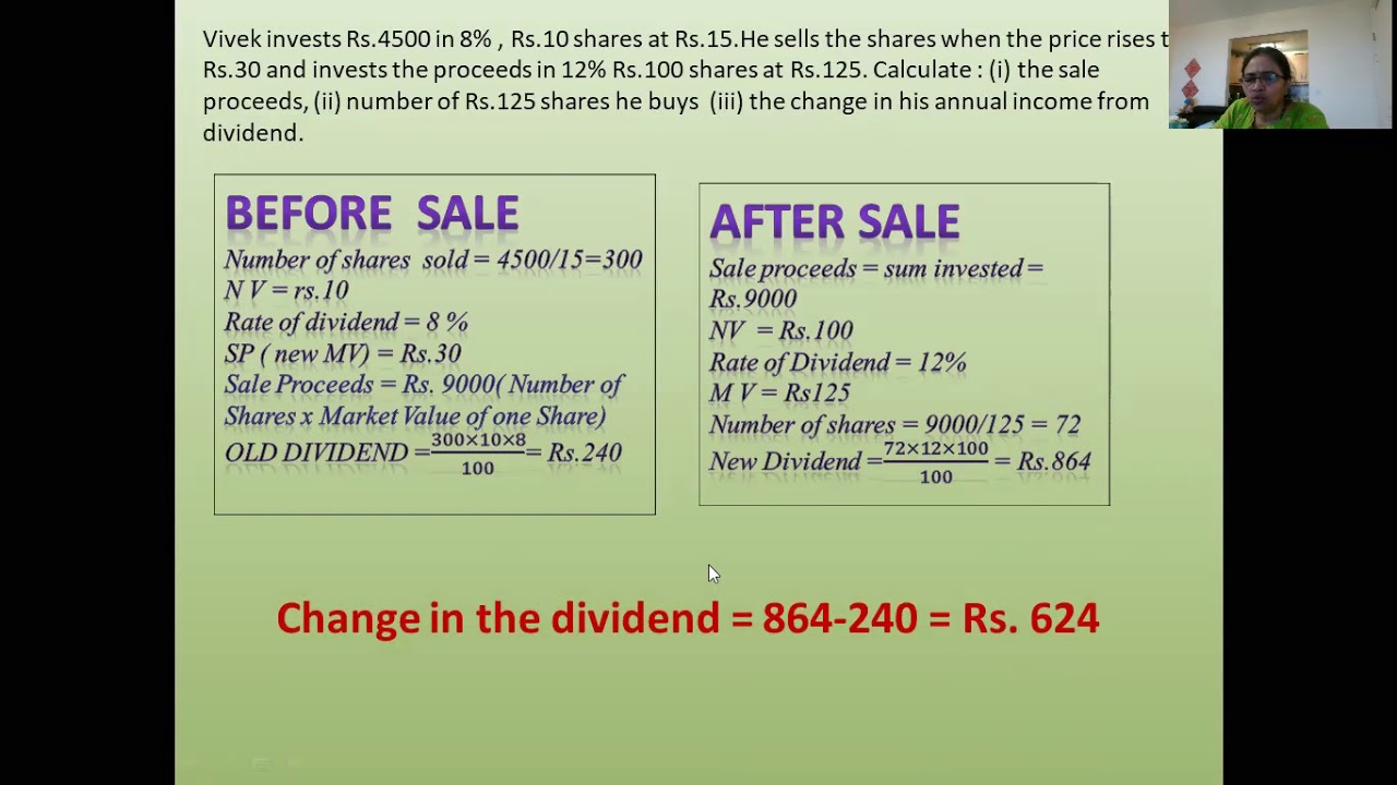 sale proceeds-important part in the chapter shares and dividends - YouTube