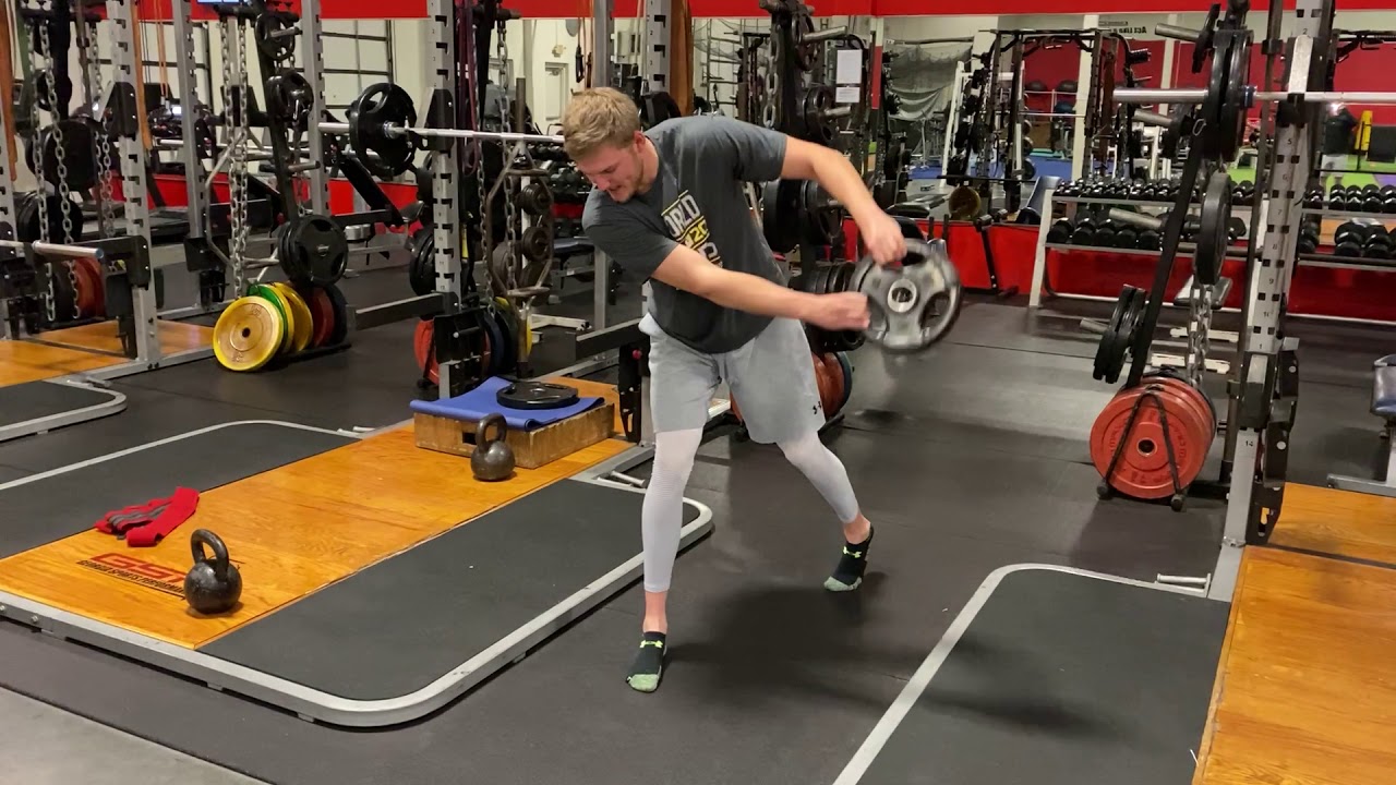 Split Stance Isometric Plate Swing - YouTube