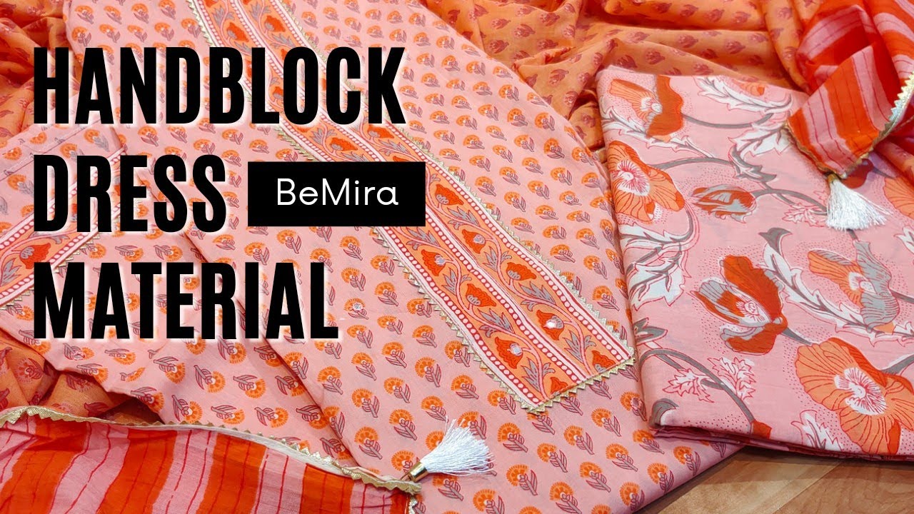 Hand Block Printed Cotton Suit | Sanganeri Print | Embroidery ...