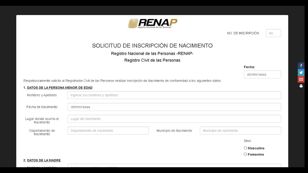 Formulario RENAP - YouTube