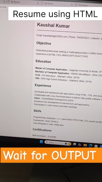 Resume using HTML #resume #html #html5 #learning - YouTube