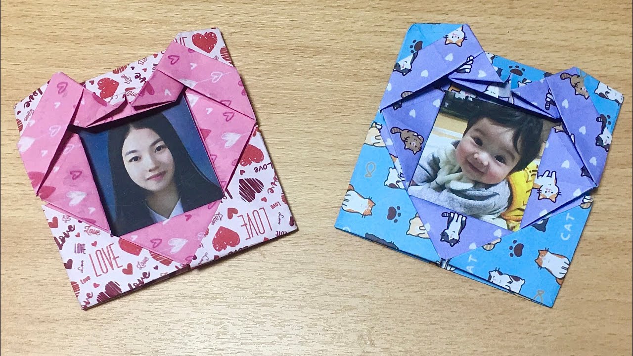 DIY How To Make an Origami Heart Photo Frame | Tutorial - YouTube