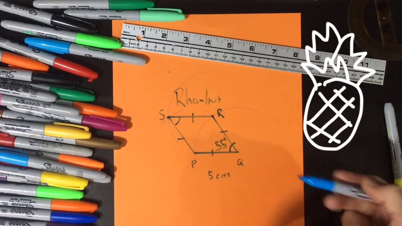 Constructing a Rhombus with a Compass & Protractor - YouTube
