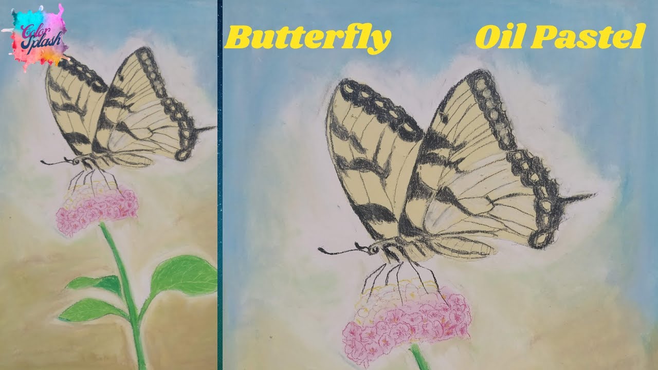 How to draw a butterfly on a flower | Butterfly series - Swallowtail ...