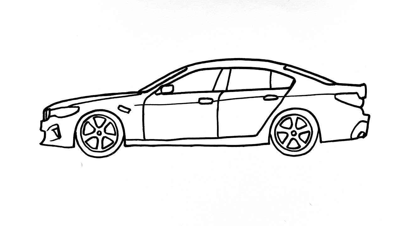 How to draw a BMW M5 F90 - Bmw M5 Car Drawing Easy - YouTube