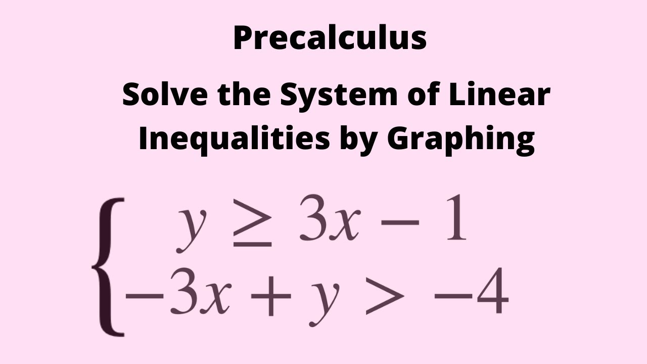Precalculus Solving Systems Of Linear Inequalities By Graphing Youtube