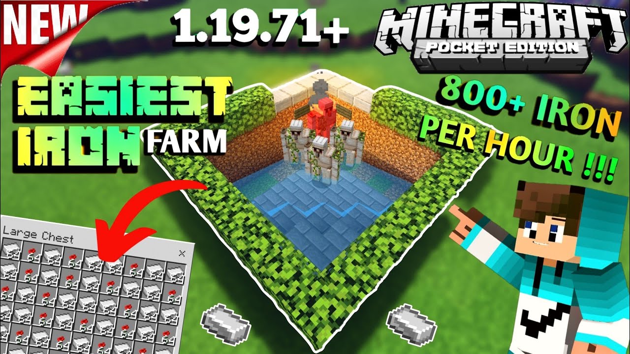 EASIEST 1.19 IRON FARM TUTORIAL in Minecraft Bedrock (MCPE/Xbox/PS4 ...