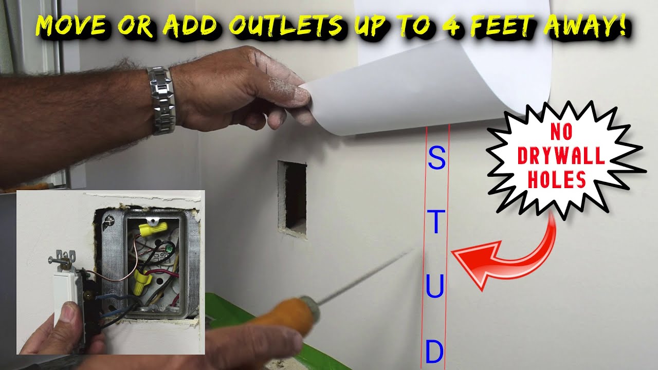 HOW TO Move or Add Electrical Outlets With No Drywall Holes By Studs ...
