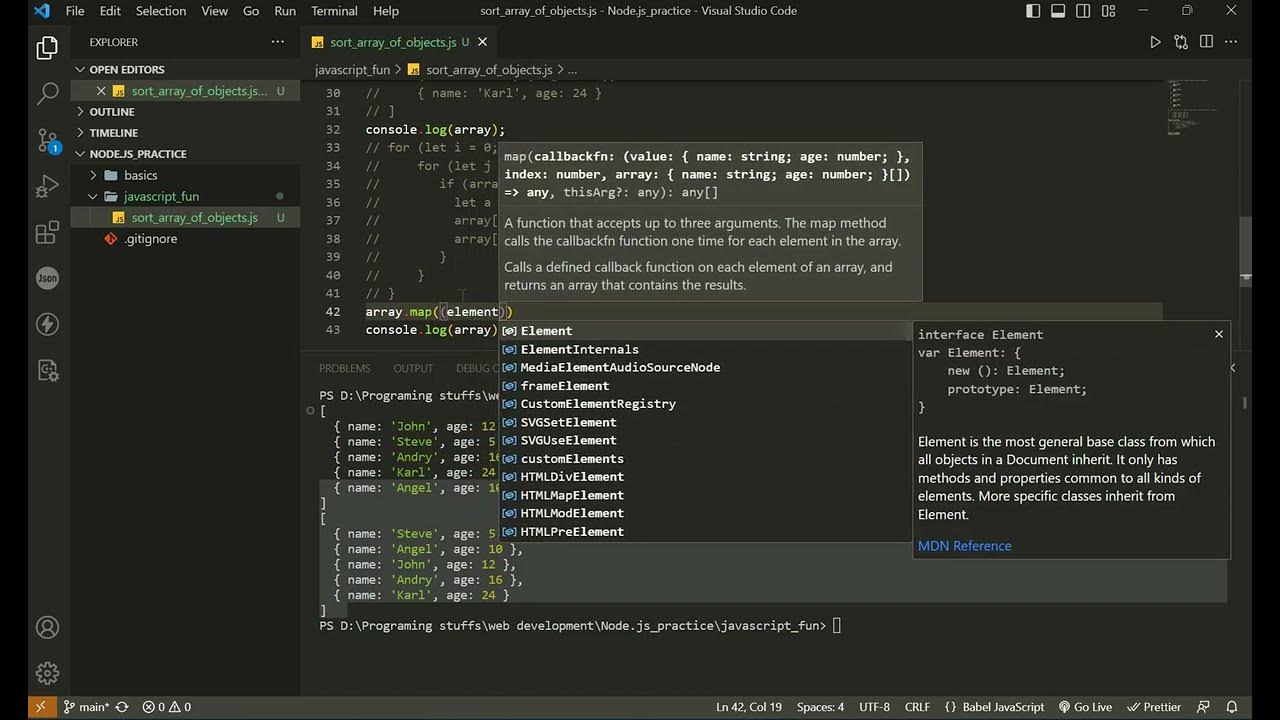 Sorting array of objects based on particular object property. - YouTube