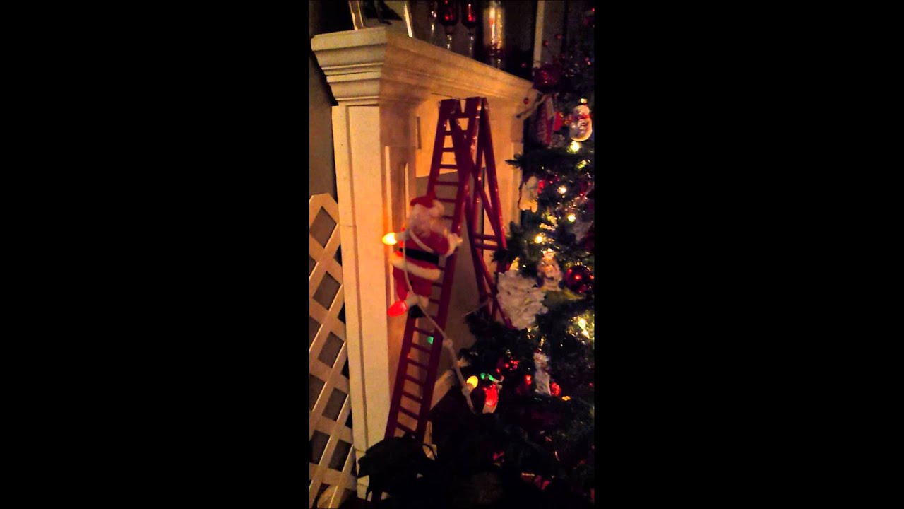Santa climbing ladder antique decoration - YouTube