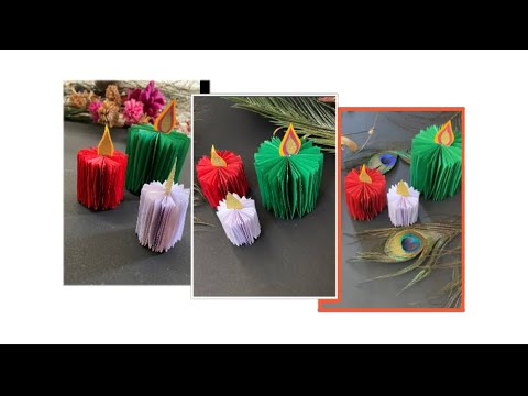 DIY Paper Candles ,how to make 3D origami candles with paper,Christmas ...