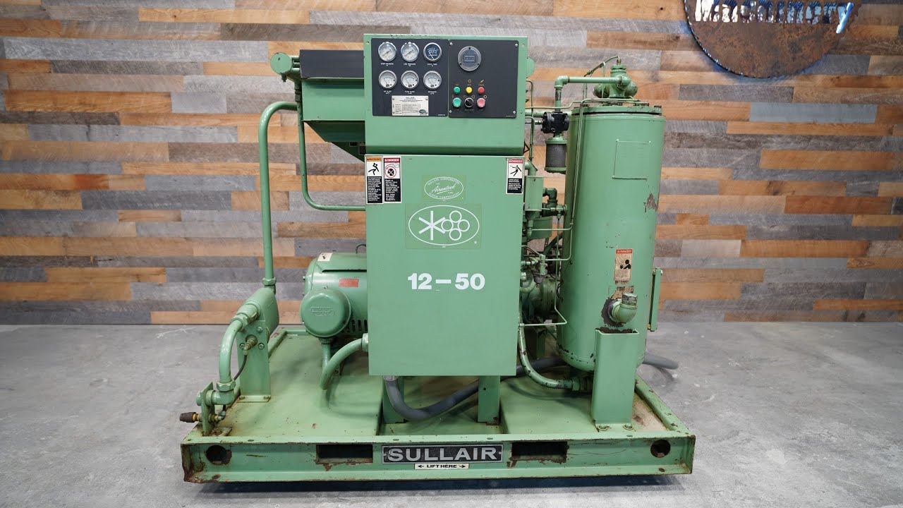 Sullair 50 HP Rotary Screw Air Compressor Model 12-50 - YouTube