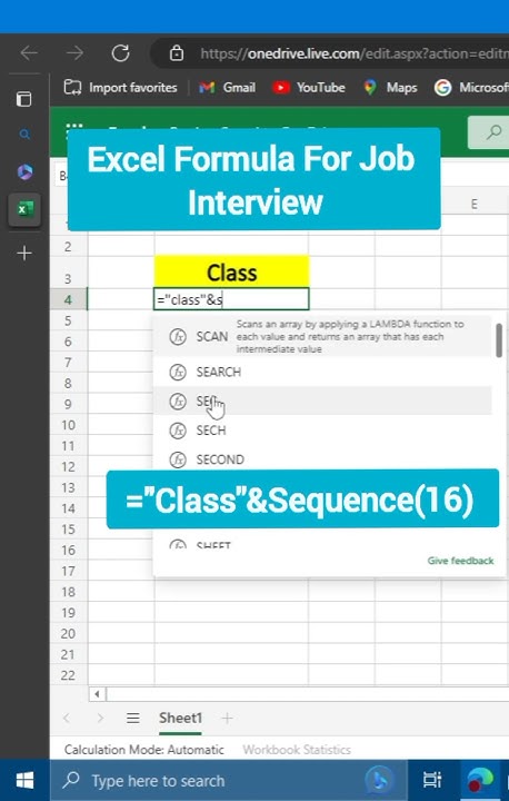 Excel hacks | Excel Tutoring Excel Formula for job Interview Excel for fresher Excel #viral # ...