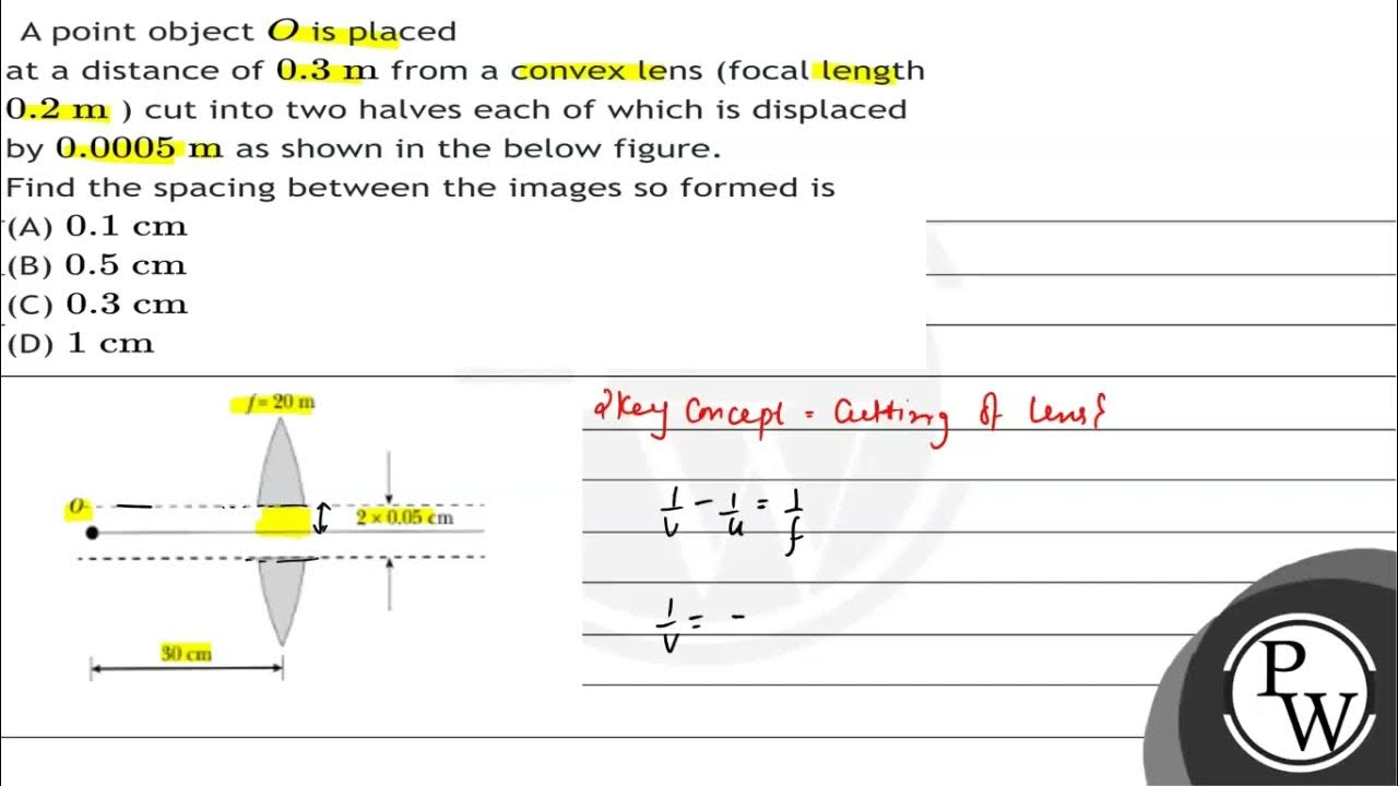 A point object \( O \) is placed at a distance of \( 0.3 \mathrm{~m} \) from a convex lens (foca ...