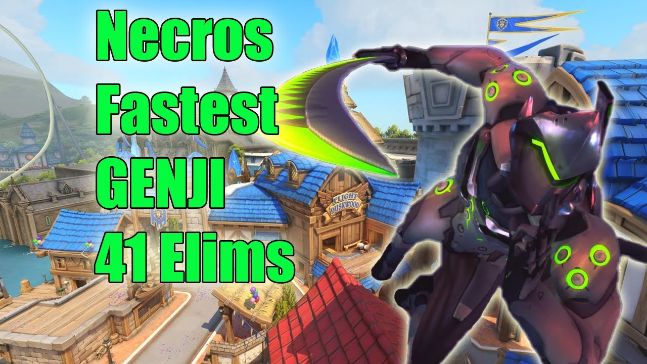 NECROS FAST GENJI GAMEPLAY 41 ELIMS - TOP 500 OVERWATCH SEASON 21 - YouTube