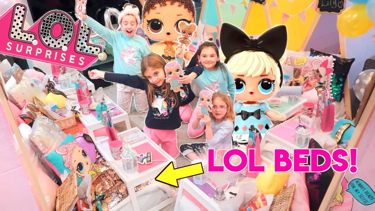 LOL DOLLS SURPRISE SLEEP OVER PARTY! *we didn't tell her it was her ...